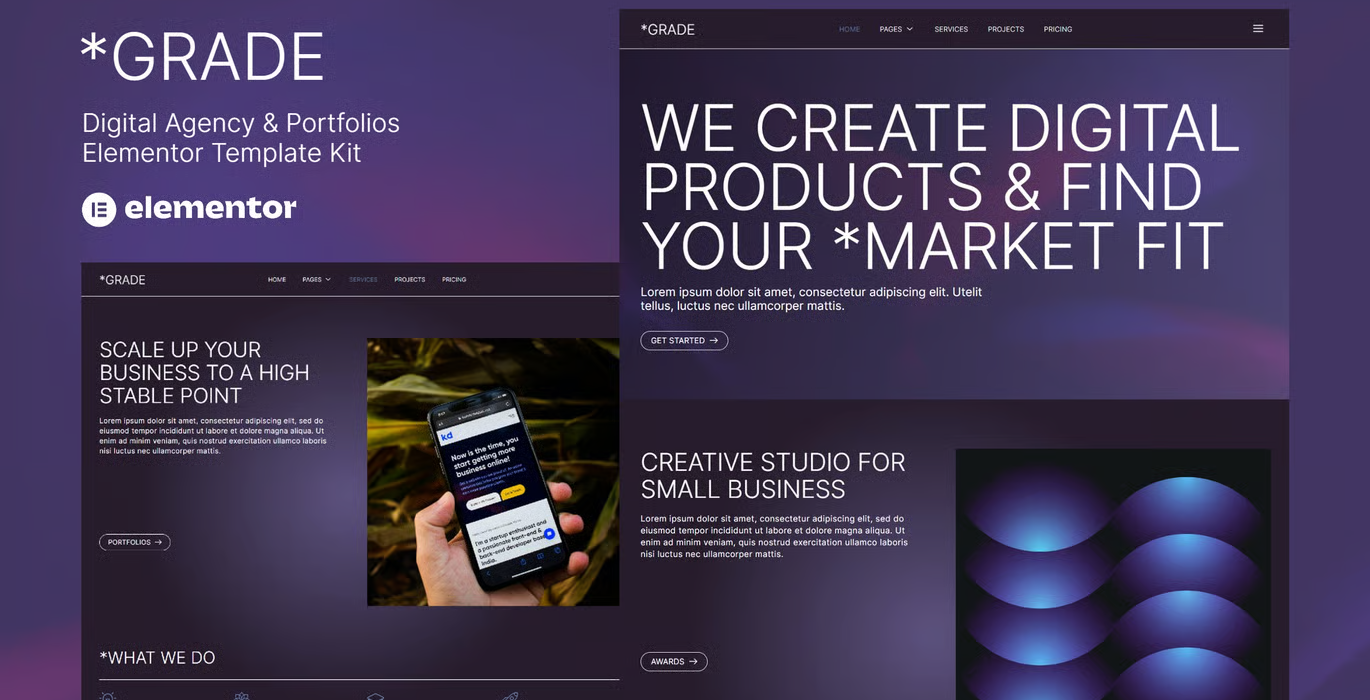 Grade – Creative Agency & Portfolios Elementor Template Kit - Digital ...